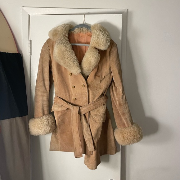 Jackets & Coats | Vintage 7s Genuine Leather Jacket With Fuzzy Trim ...